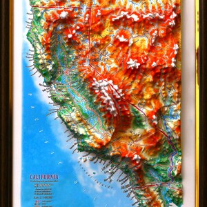 California Raised Relief Map, (12″ X 9″) - Etsy