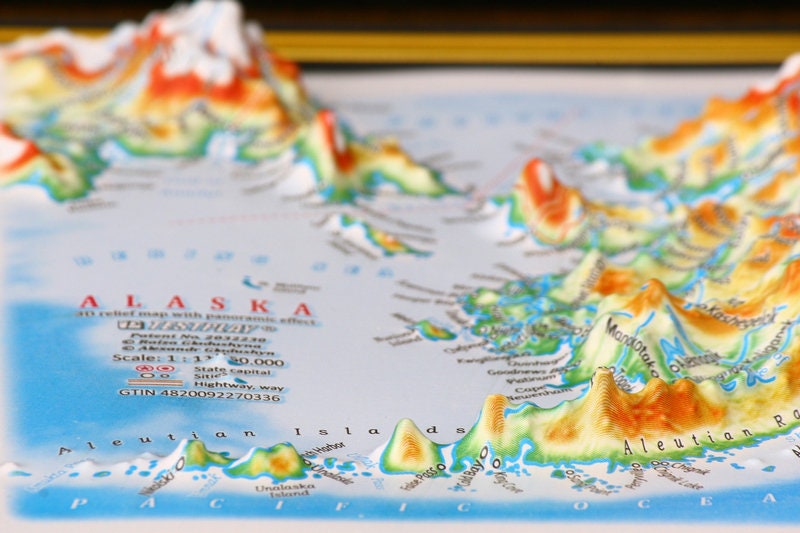 Alaska Raised Relief Map, 12 X 9 - Etsy