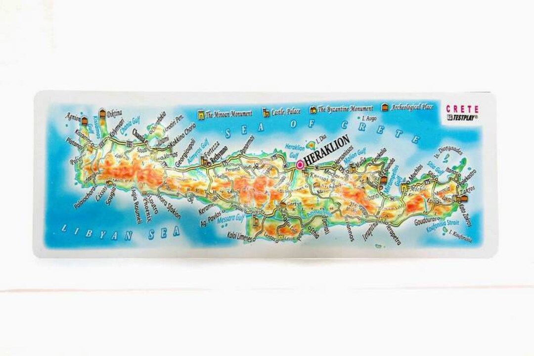 Crete Raised Relief Map, 7.5 X 2.5 - Etsy