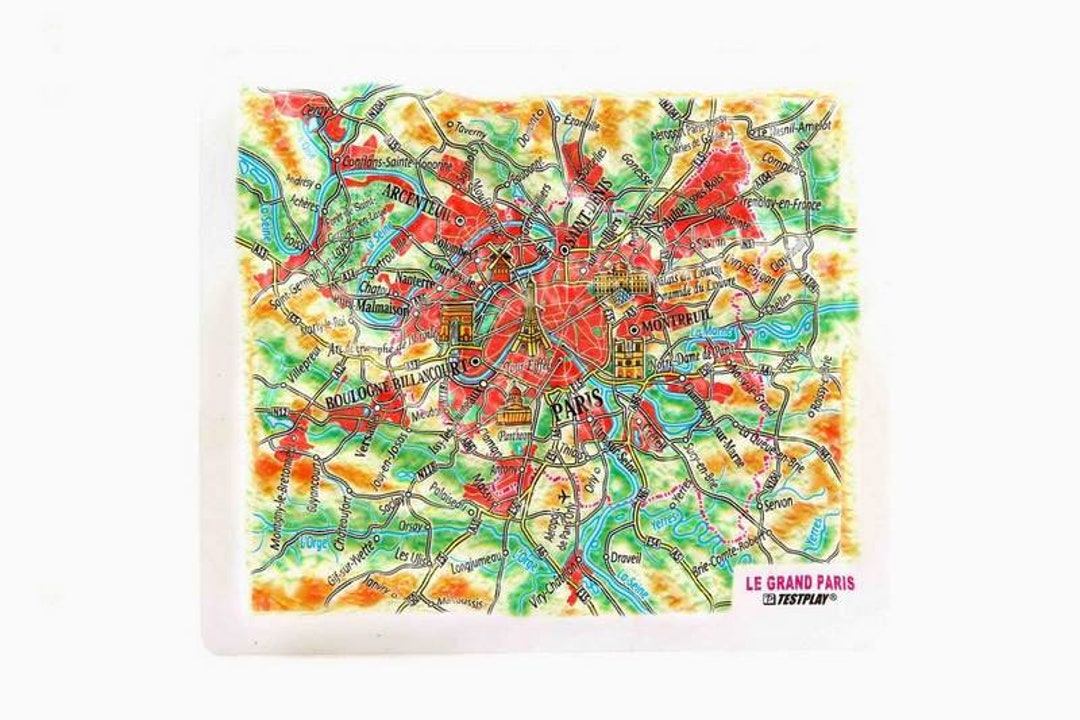 Paris Raised Relief Map, (5″ X 4.5″) - Etsy