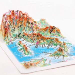 Italy Raised Relief Map, (4″ X 6″) - Etsy