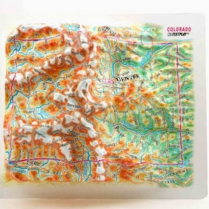 Colorado Raised Relief Map, (5″ X 4.5″) - Etsy