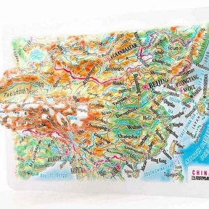 China Raised Relief Map, (6″ X 4″) - Etsy
