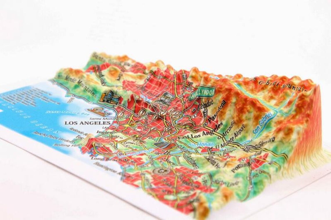 Los Angeles Raised Relief Map, 6 X 4 - Etsy