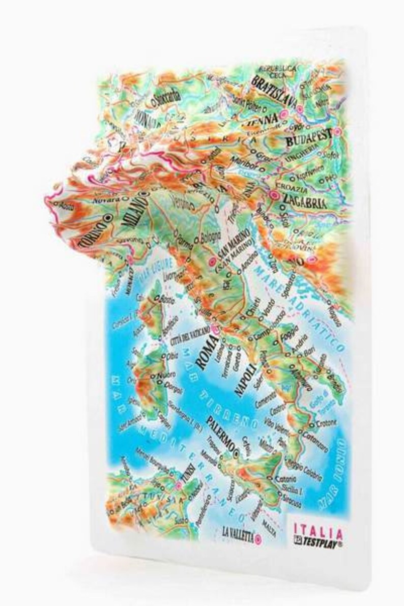 Italy Raised Relief Map 4 X 6 - Etsy