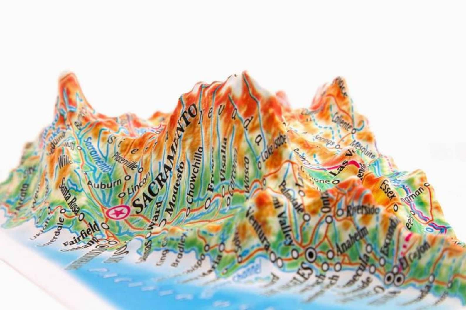 California Raised Relief Map 4 x 6 | Etsy