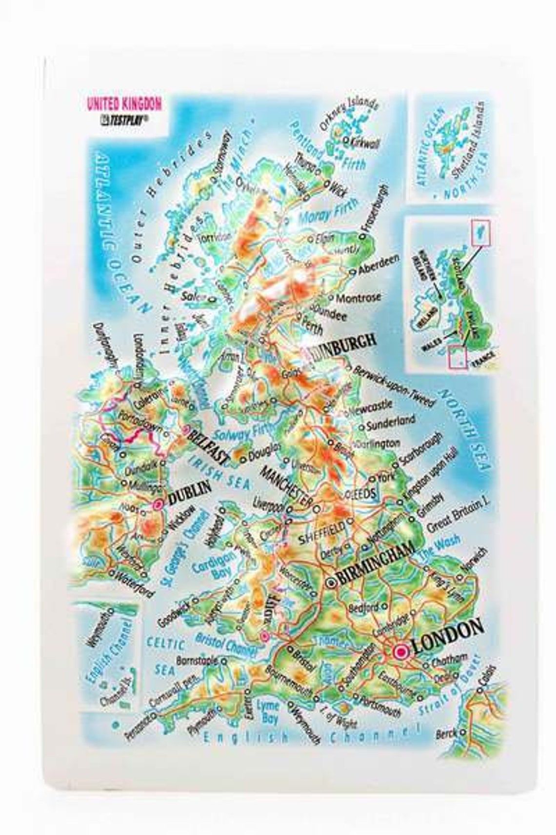 United Kingdom Raised Relief Map, (4″ X 6″) - Etsy