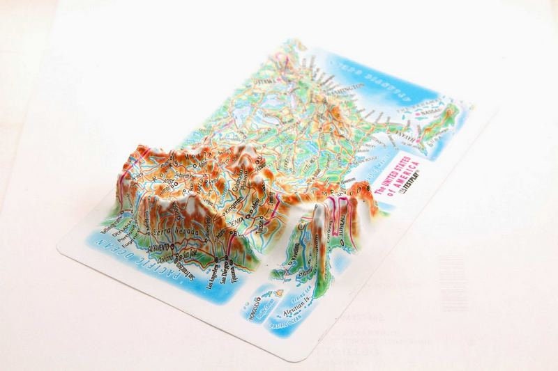 US Raised Relief Map, (6″ X 4″) - Etsy