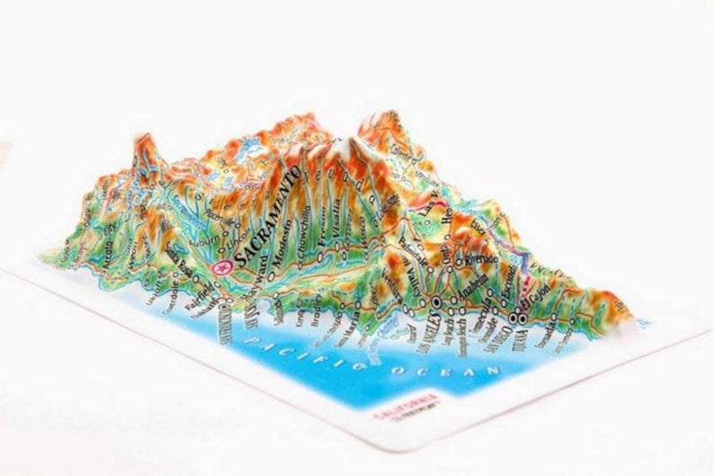 California Raised Relief Map 4 X 6 - Etsy