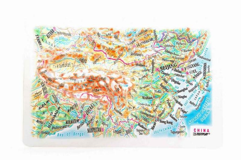 China Raised Relief Map, (6″ X 4″) - Etsy