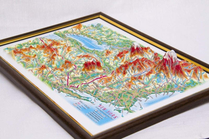 New York Raised Relief Map 12 X 9 - Etsy