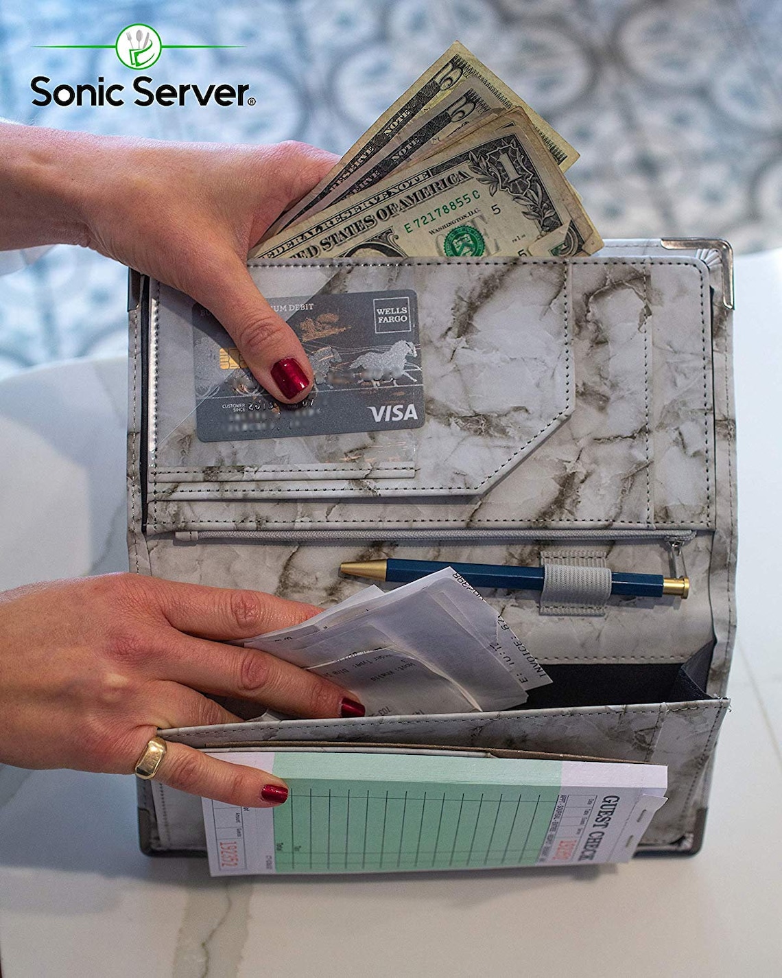 Sonic Server® Marble Style Server Book for Restaurant Waitress - Etsy