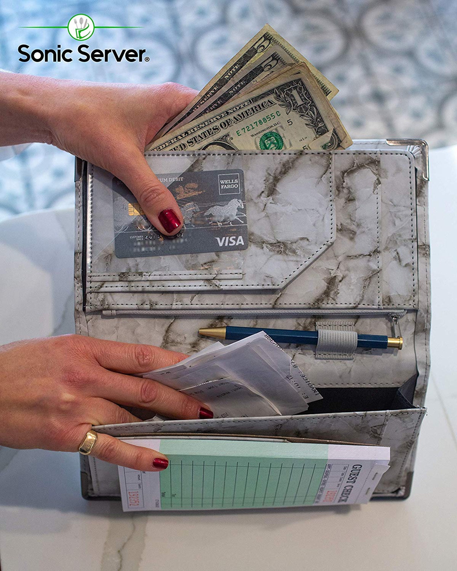 Sonic Server® Marble Style Server Book for Restaurant Waitress - Etsy