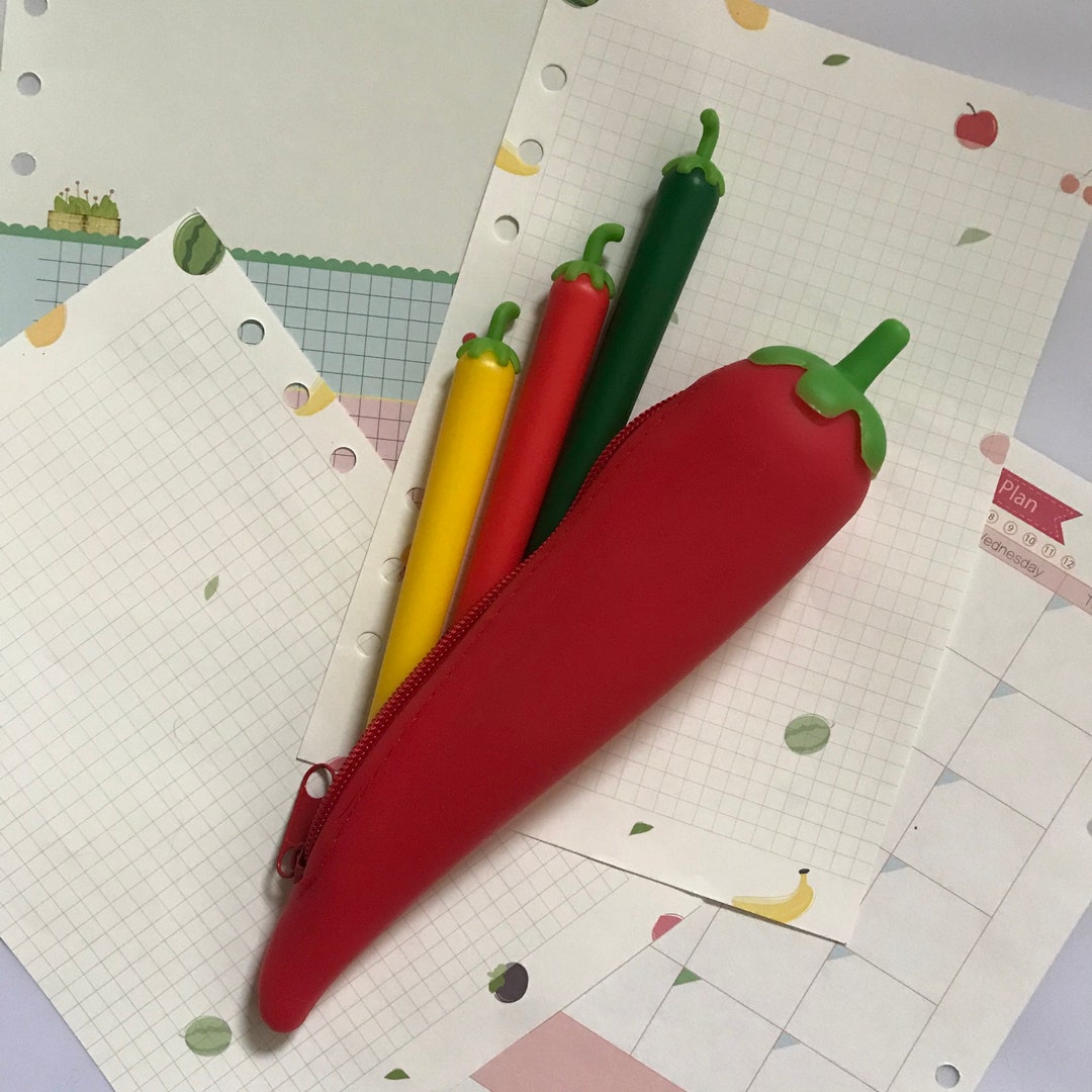 Spicy Chili Pepper Pen Case With Pepper Pens - Etsy