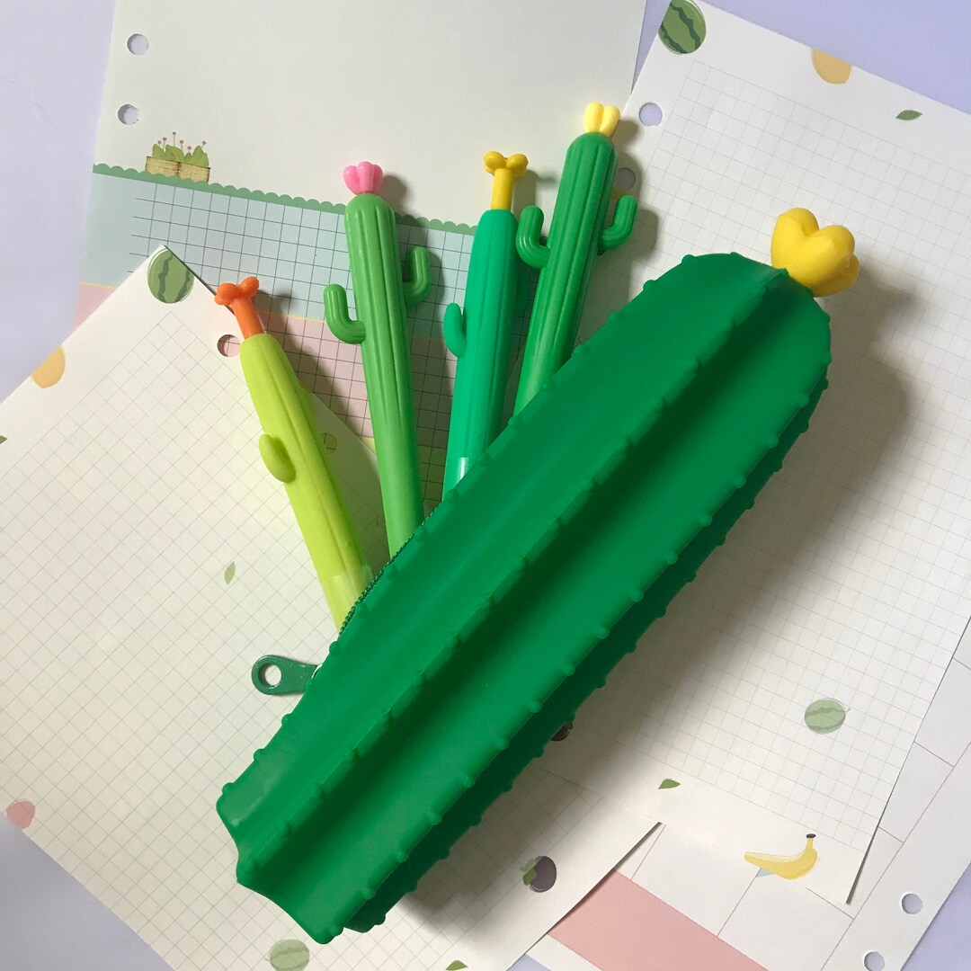 Succulent Cactus Pen Case With Cacti Pens/pencils - Etsy