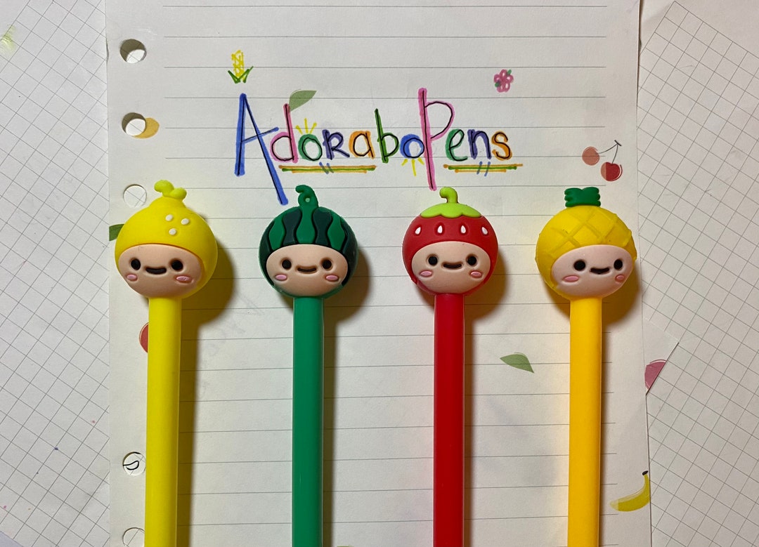 Cute Veggie/fruit Head Gel Pen Pencil Toppers Pineapple Lemon ...