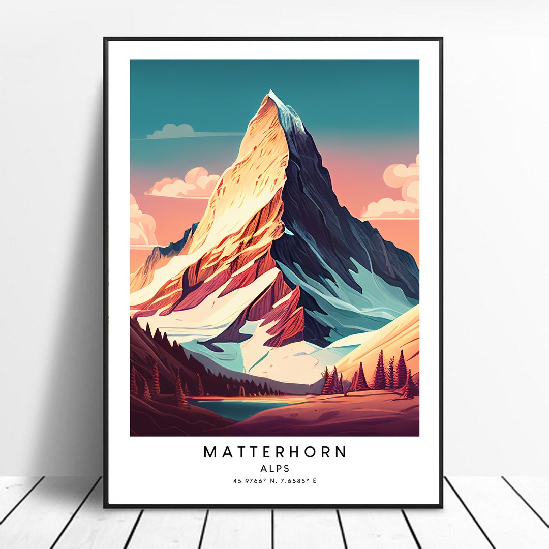 Matterhorn Mountain Print Alpes Print Minimalist Matterhorn Poster ...