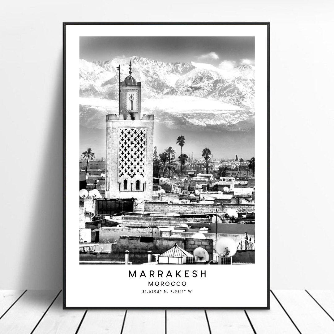 Marrakesh Travel Print Black and White Marrakesh City Poster Marrakesh ...