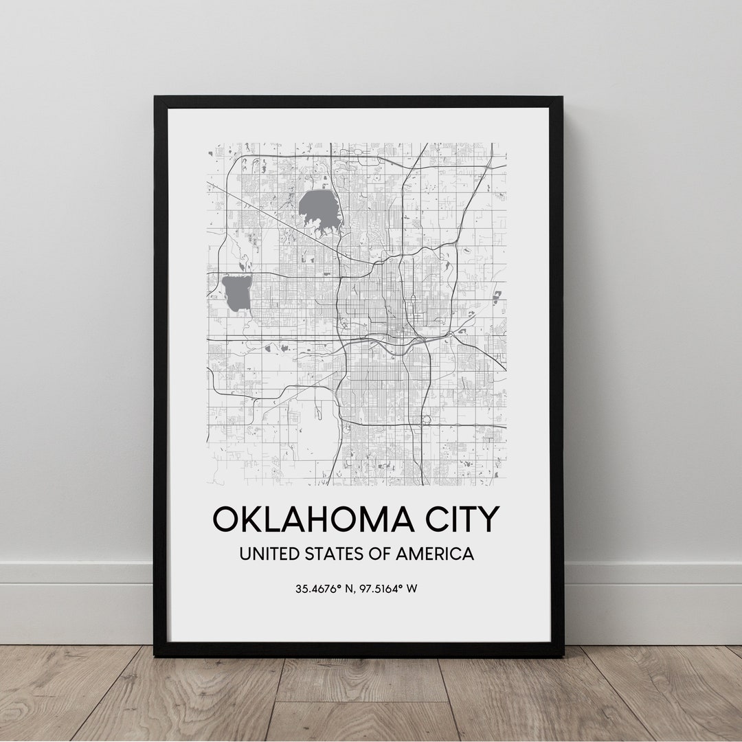 Oklahoma City Map Print Oklahoma City Map Poster Oklahoma City Wall Art ...