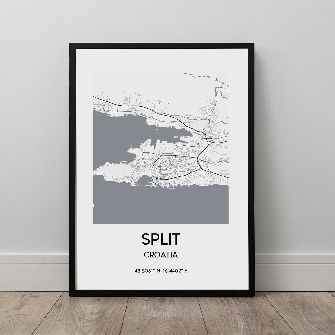 Split Map Print Split City Map Wall Art Poster Croatia Travel Print ...