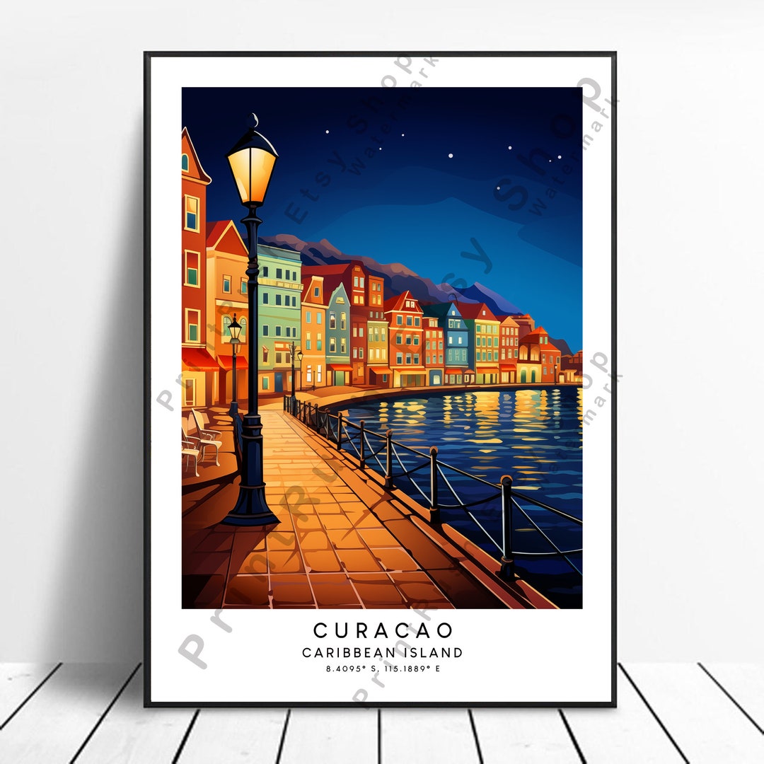 Curacao Travel Print Curacao Poster Colourful Curacao Print Curacao ...