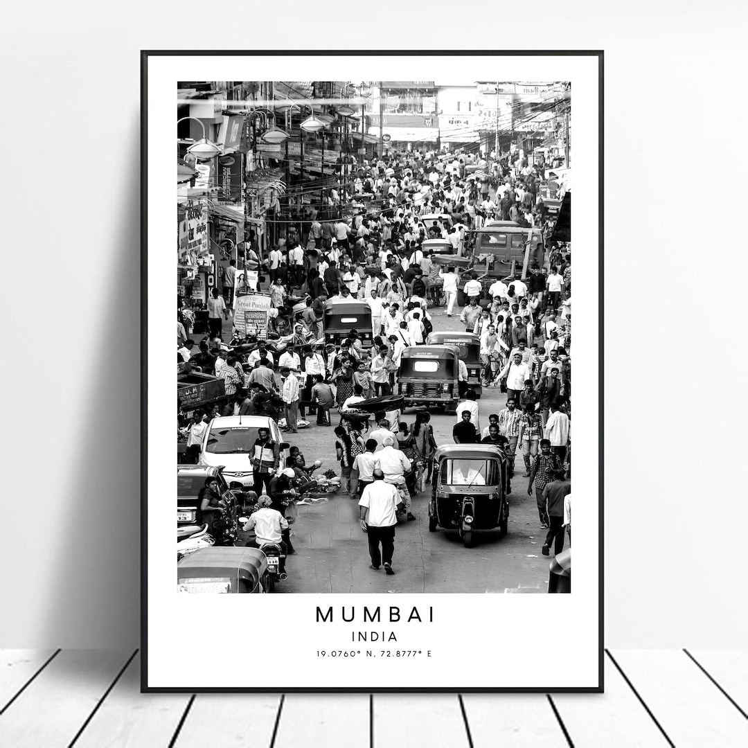 Mumbai India Travel Print Black and White Mumbai Print Minimalist ...