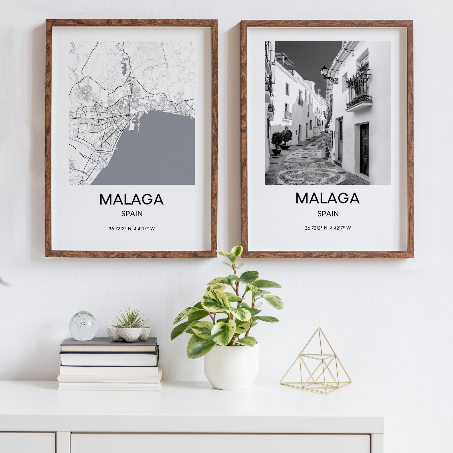 Malaga Spain Travel Print Black and White City Street Poster | Etsy UK