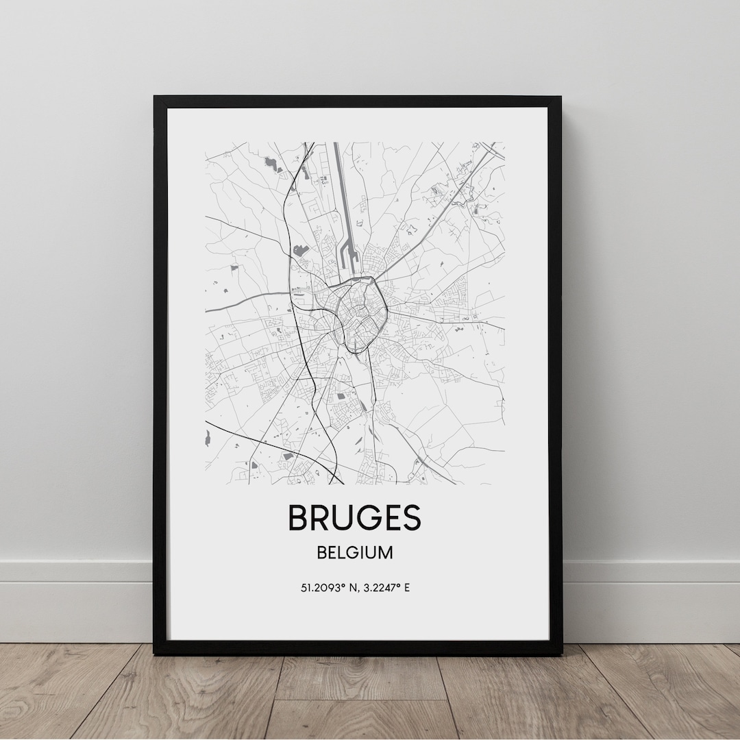 Brujas Mapa Imprimir Brujas Mapa de la ciudad Póster Brujas Viaje ...