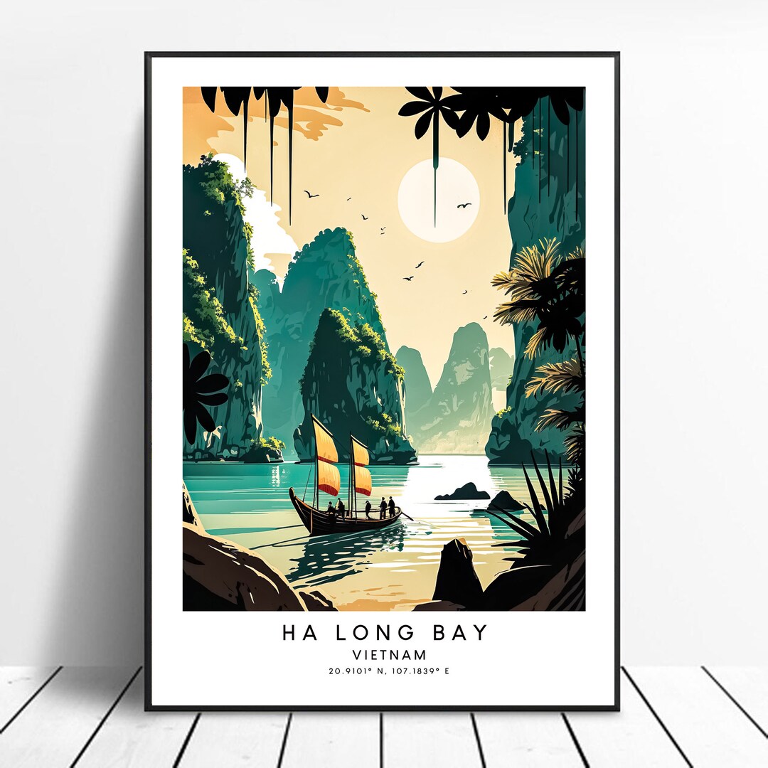 Ha Long Bay Travel Print Ha Long Bay Poster Colourful Ha Long Bay Print ...