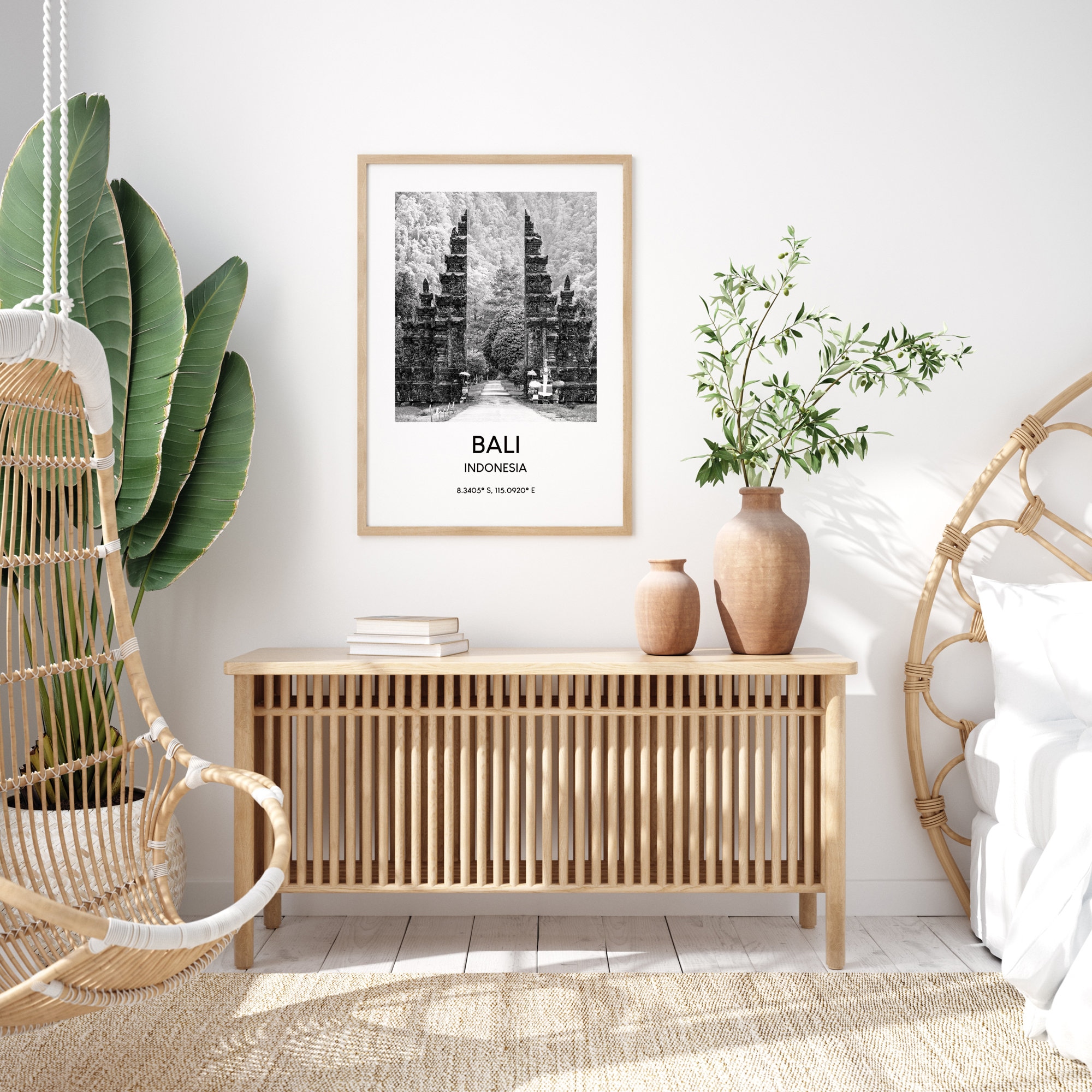 Bali Indonesia Travel Print Bali Wall Art Poster Black and | Etsy