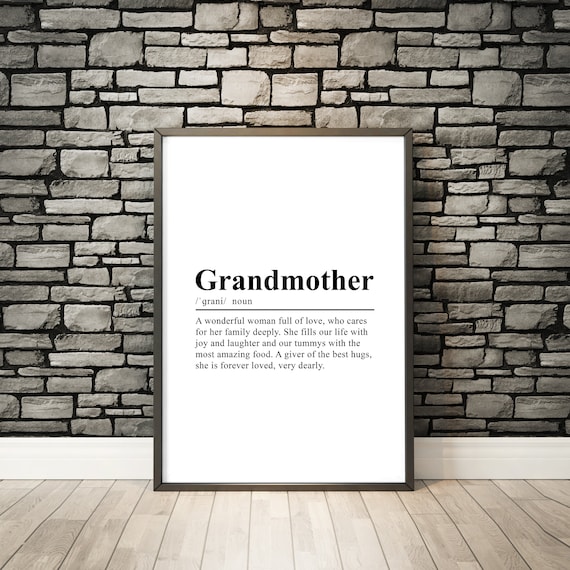 Grandmother Definition Print Grandmother Definition Poster | Etsy
