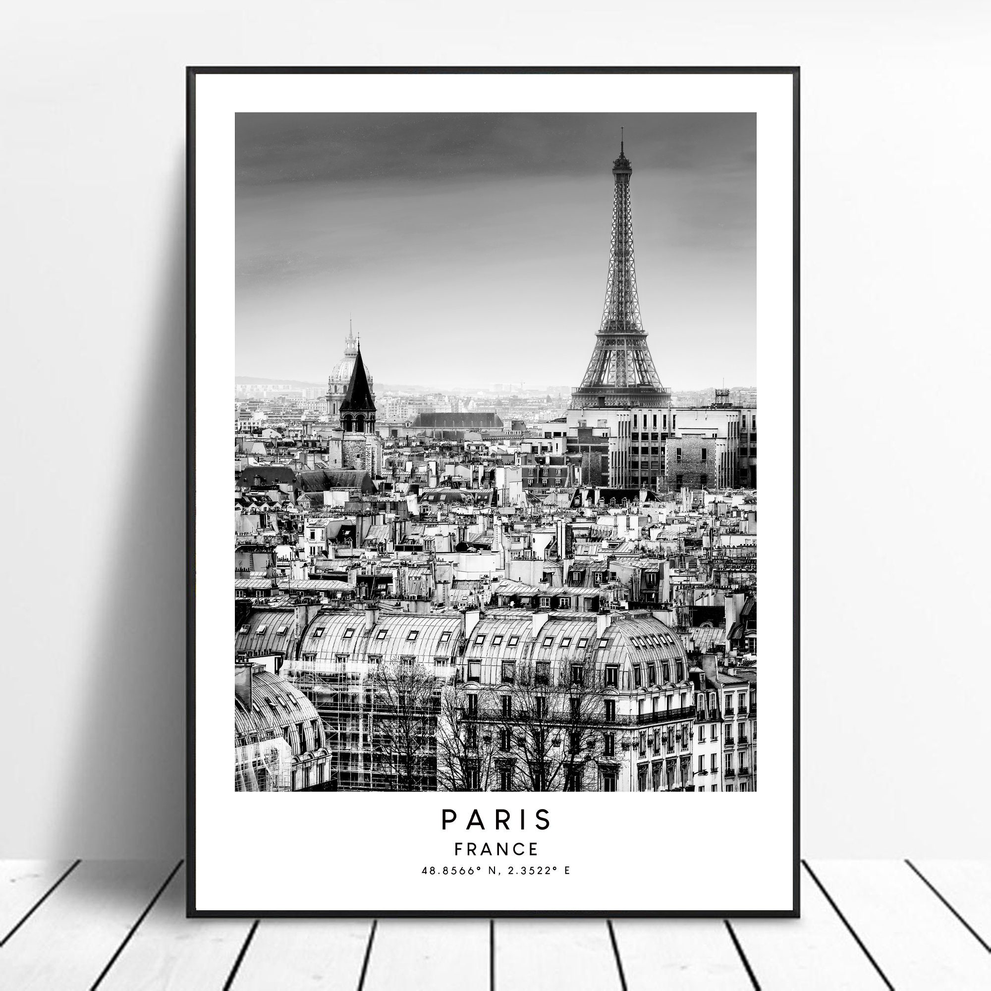 Paris Print Paris Wall Art Black and White Paris City Poster - Etsy