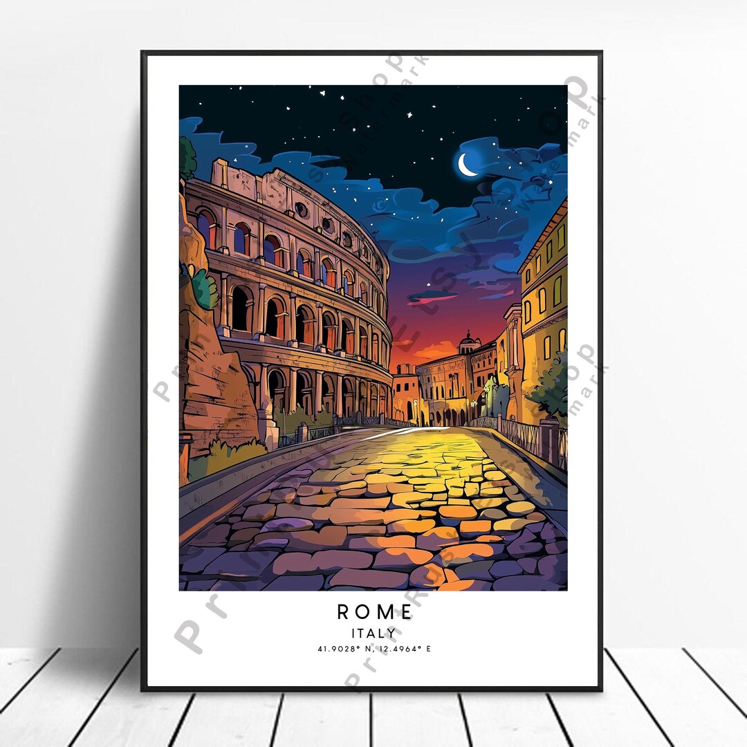 Rome Travel Poster Rome Print Colosseum Wall Hanging Rome Wall Art ...