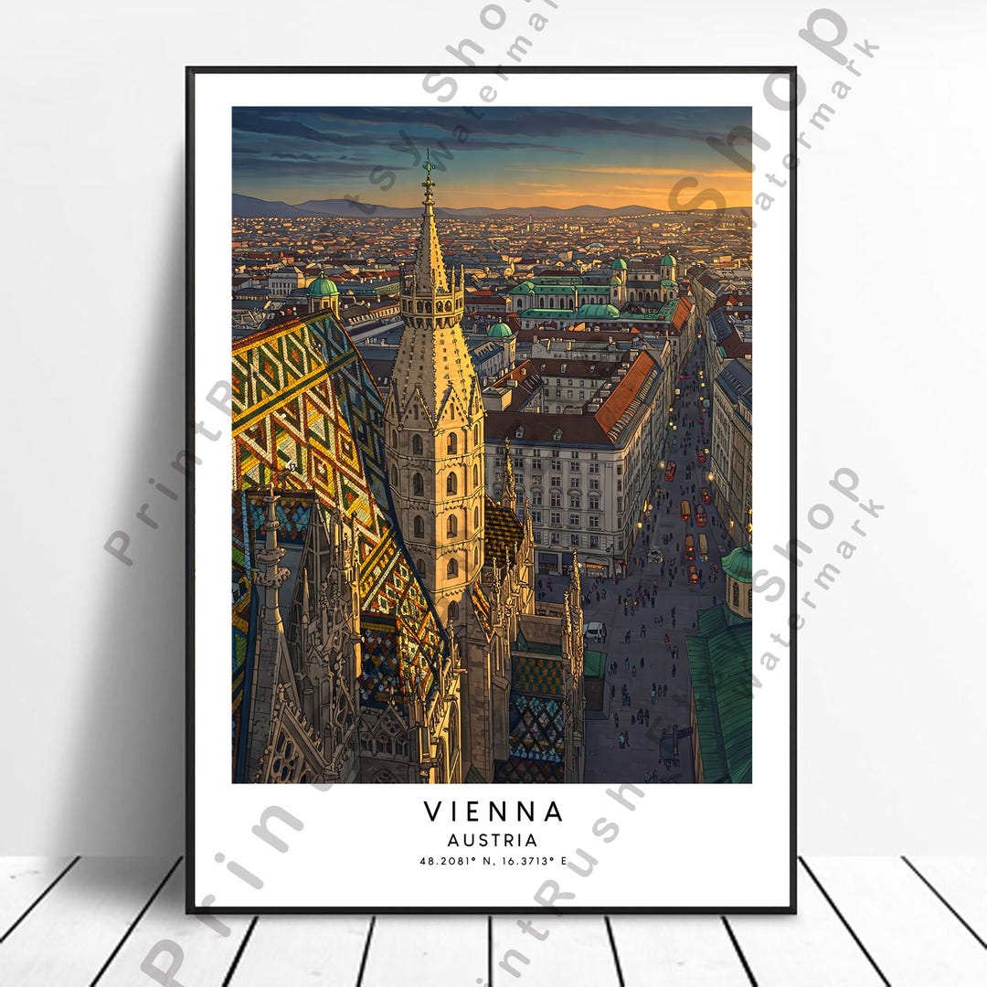 Austria Wall Art Print Vienna Travel Poster Illustration Art Home Décor ...