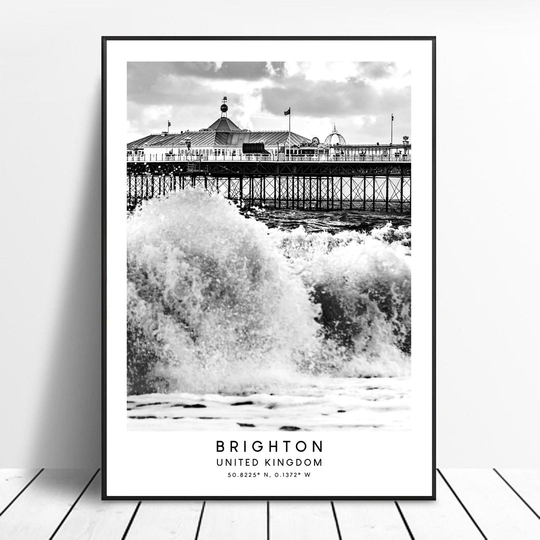 Brighton United Kingdom Wall Art Print Black and White Brighton ...