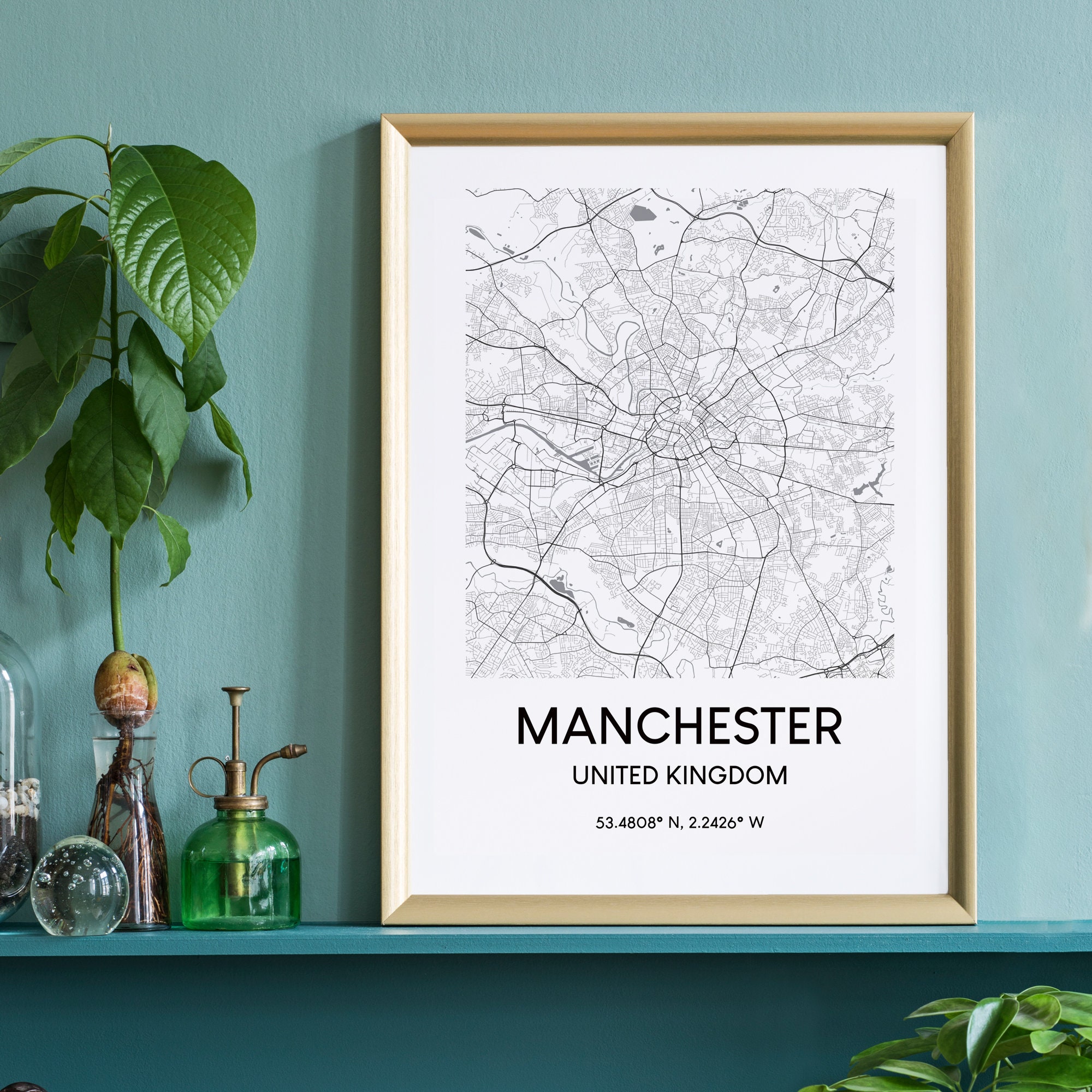 Manchester Map Print Manchester Map Manchester Wall Art Manchester Art ...