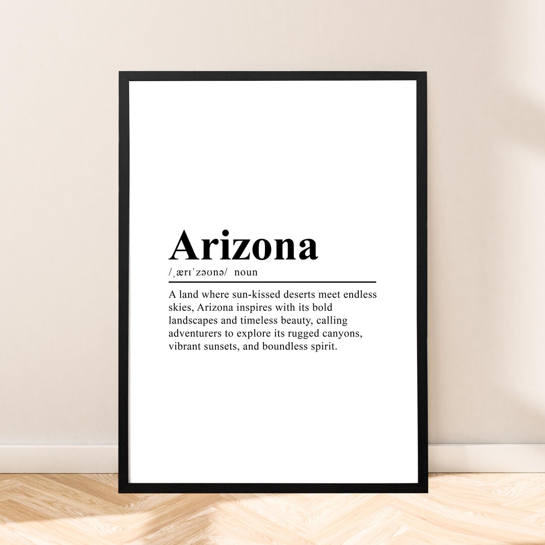 Arizona Travel Print Definition Poster Arizona Print Dictionary Print ...