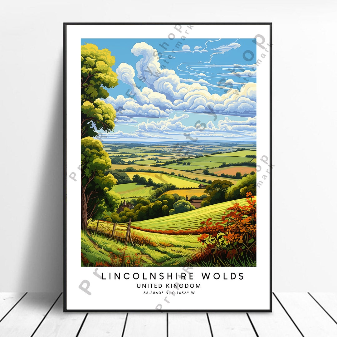 Lincolnshire Wolds Print Wall Decor Colourful Lincolnshire Wolds Poster ...