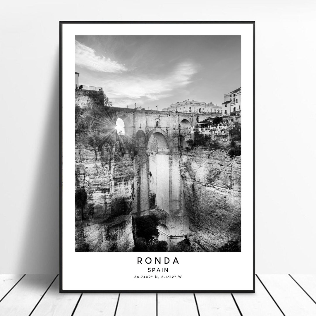 Ronda Travel Print Ronda Town Wall Art Black and White Puente Nuevo ...