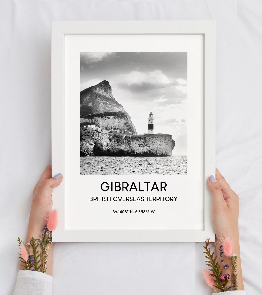 Gibraltar Travel Print Black and White Gibraltar Poster Landmark ...
