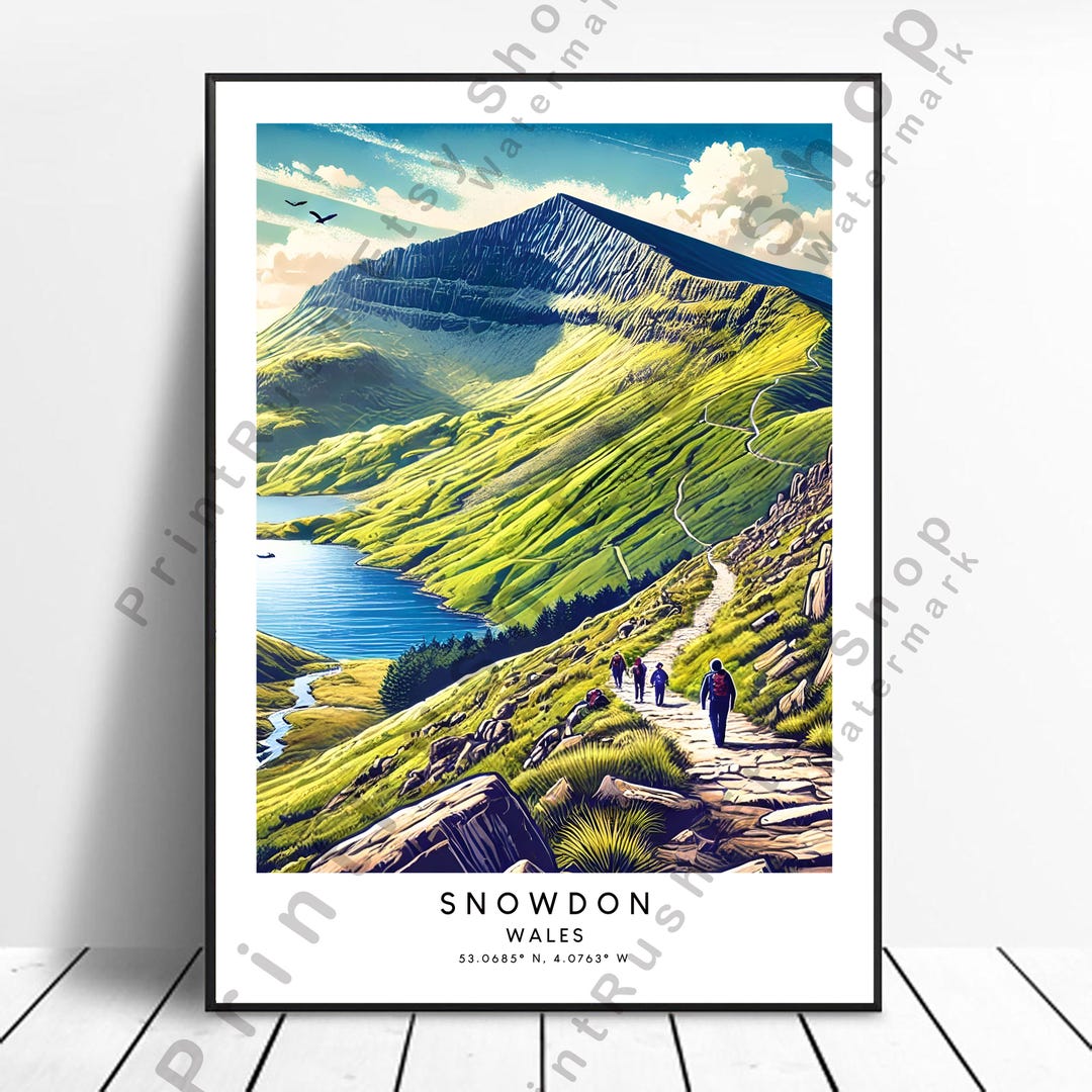 Snowdon Wales Artwork Wales Mountain Art Print Snowdon Illustration ...