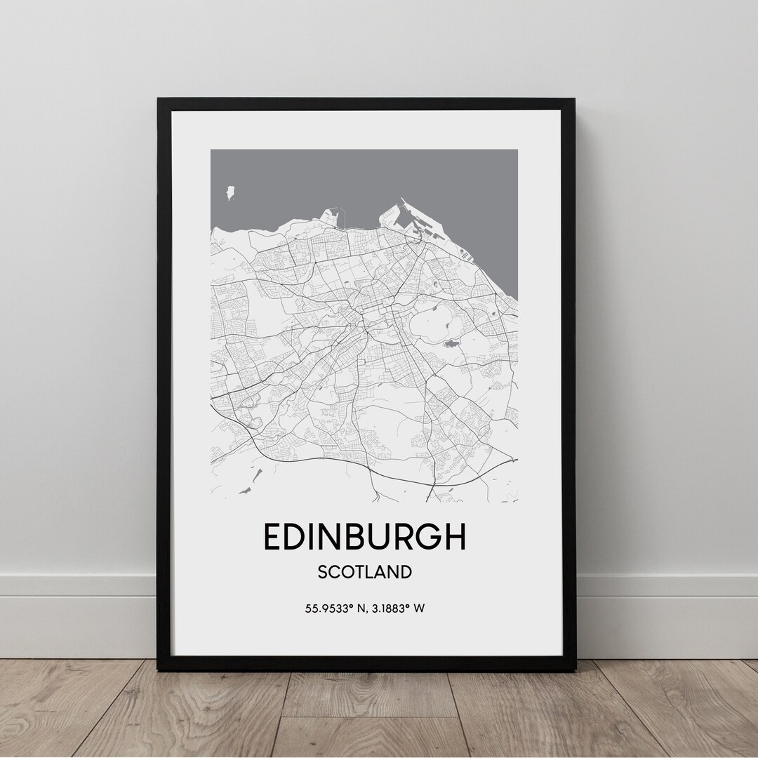 Edinburgh Map Print Edinburgh City Map Art Poster Edinburgh Map Wall ...