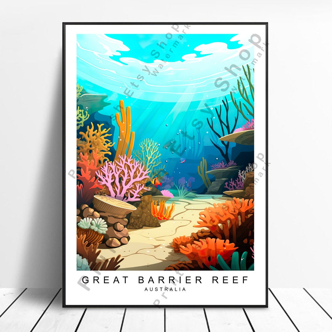 Great Barrier Reef Print Colourful Great Barrier Reef Poster Coral Reef ...