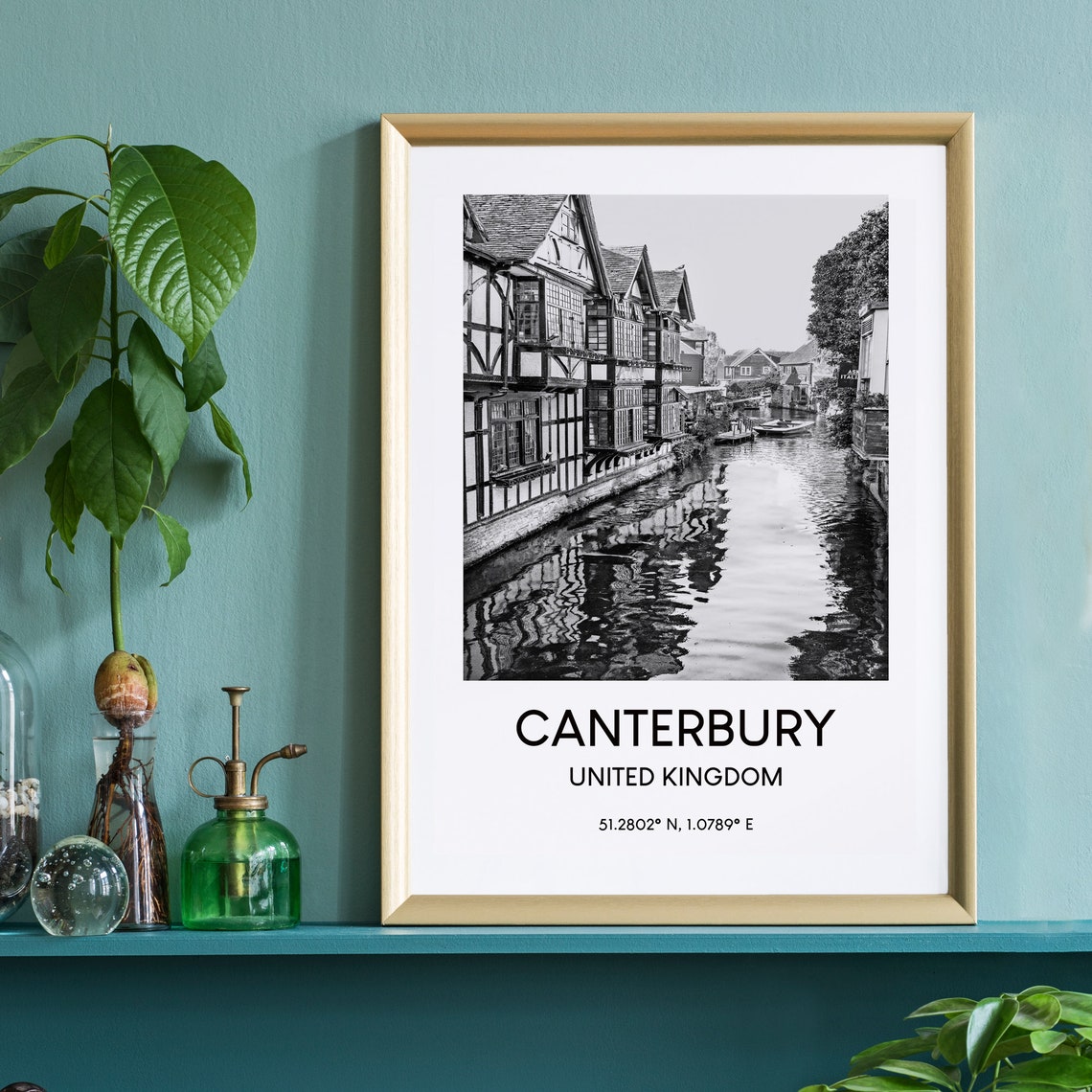 Canterbury Travel Print Black and White Canterbury Poster | Etsy
