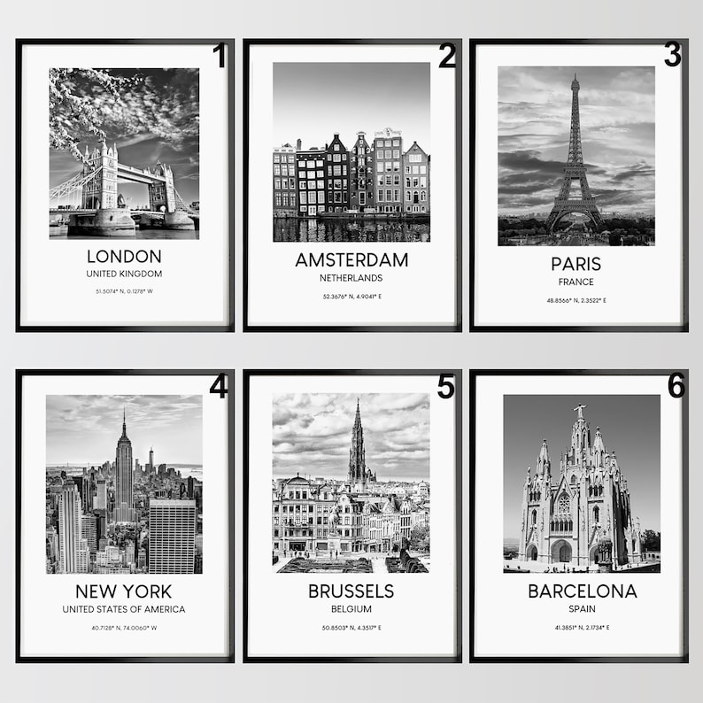 Travel Prints Cities Landmarks City Prints Minimalist Wall Art - Etsy