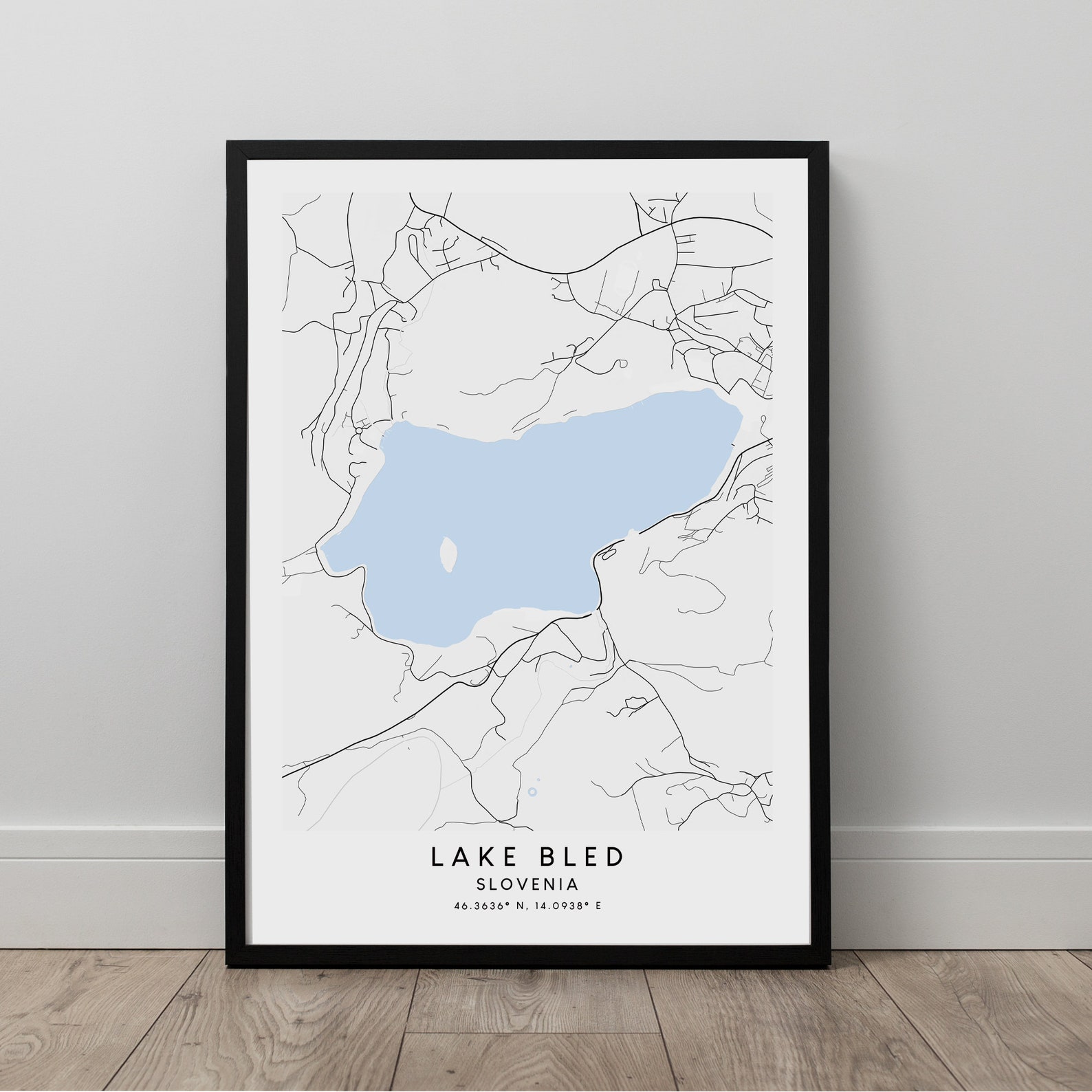 Lake Bled Map Minimalist Lake Bled Poster Lake Bled Wall Art Lake Bled ...