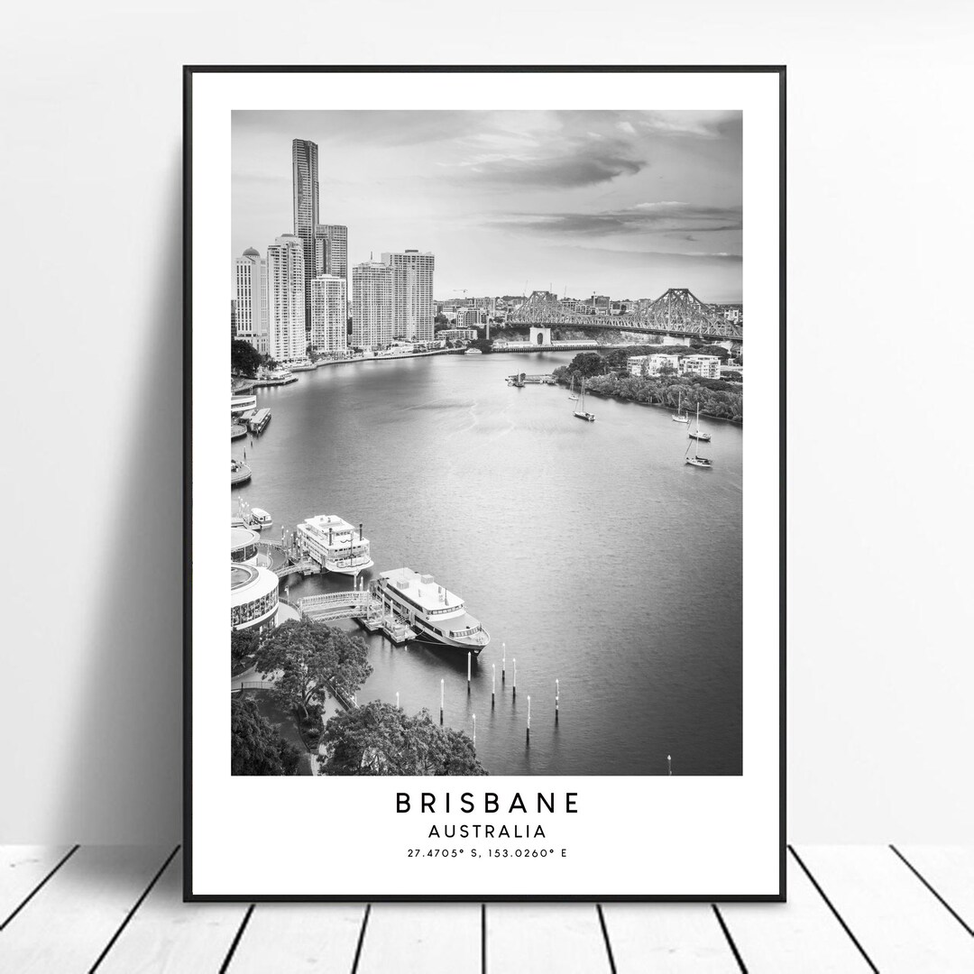 Brisbane Travel Print Brisbane Poster Brisbane Wall Art Brisbane City ...