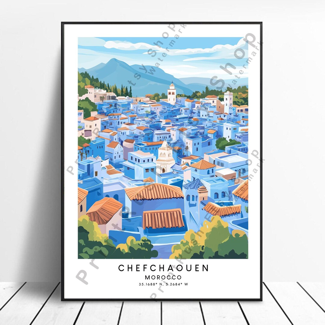 Morocco Travel Print Chefchaouen Poster Home Decor Chefchaouen Print ...