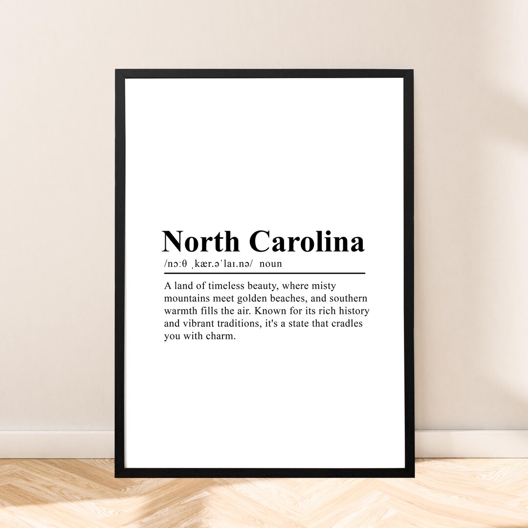 North Carolina State Print North Carolina Poster Definition Print Wall ...