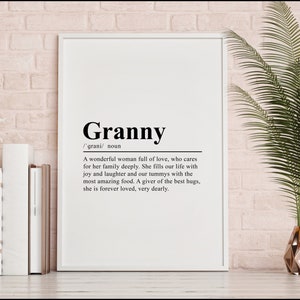 Granny Definition Print Granny Definition Poster Granny Print Granny ...